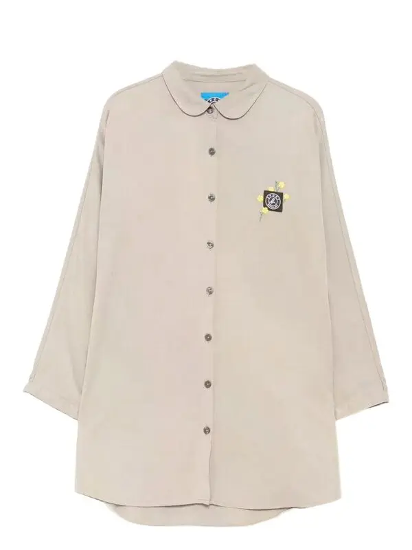 AGNES B. Logo Patched Cape Shirt - Neutrals