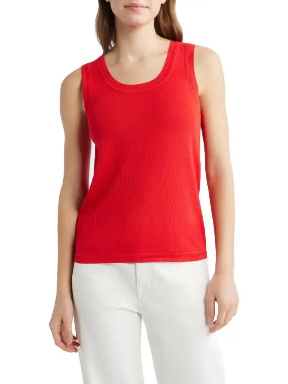 Anne Klein Scoop Neck Sleeveless Tank - Begonia Red