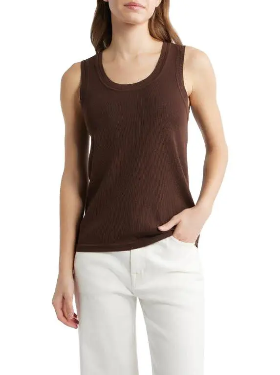 Anne Klein Scoop Neck Sleeveless Tank - Dark Chocolate
