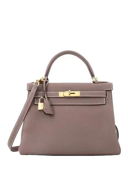 Hermès Kelly Handbag Togo With Gold Hardware 28 - Grey