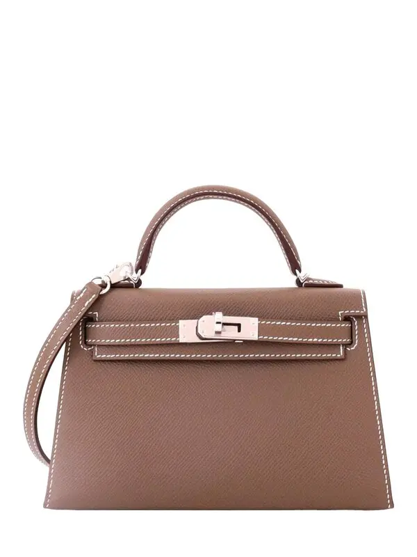 Hermès Kelly Mini Ii Bag Grey Epsom With Palladium Hardware - Etoupe