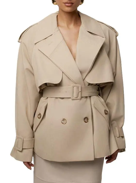 JLUXLABEL Oversized Trench Coat - Khaki
