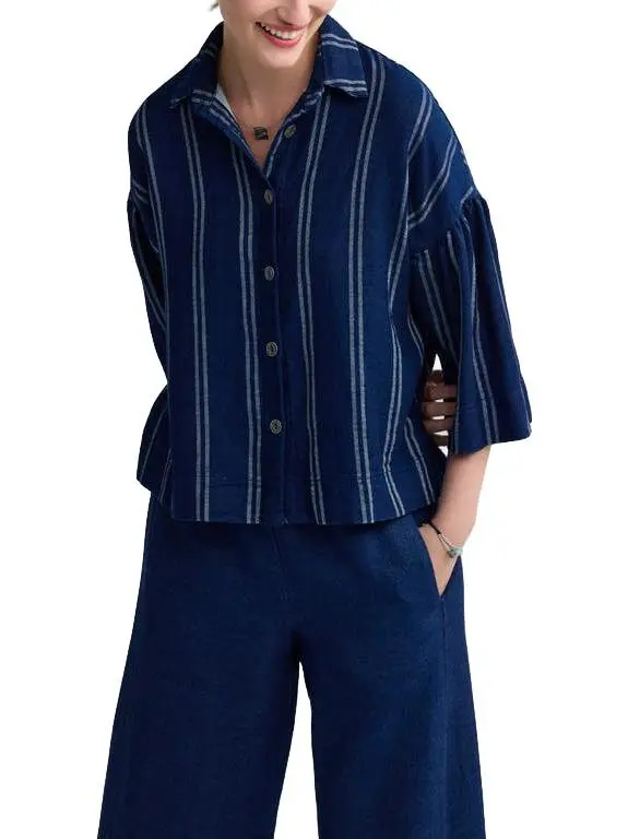 LUUKAA Boxy Denim Muslin Jacket - Stripe Denim