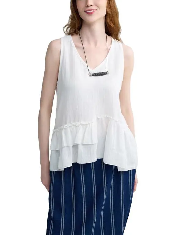 LUUKAA Camellia Ruffled Muslin Top - Ecru