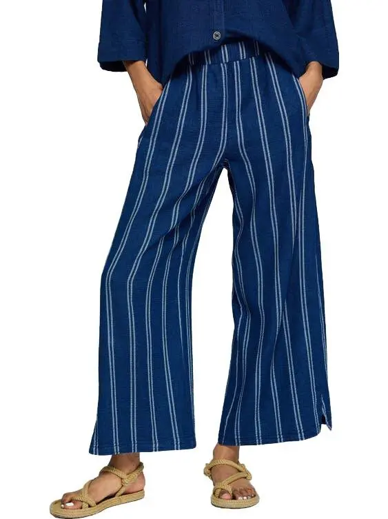 LUUKAA Azalea Denim Muslin Pants - Stripe Denim