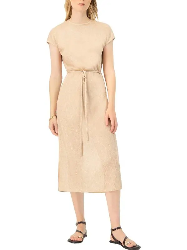 IVONNE Knitted Tunic With Side Slits - Gold
