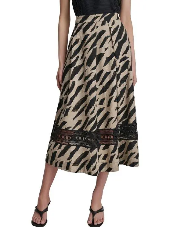 Dkny Animal Print Linen-blend A-line Skirt - Geo Animal