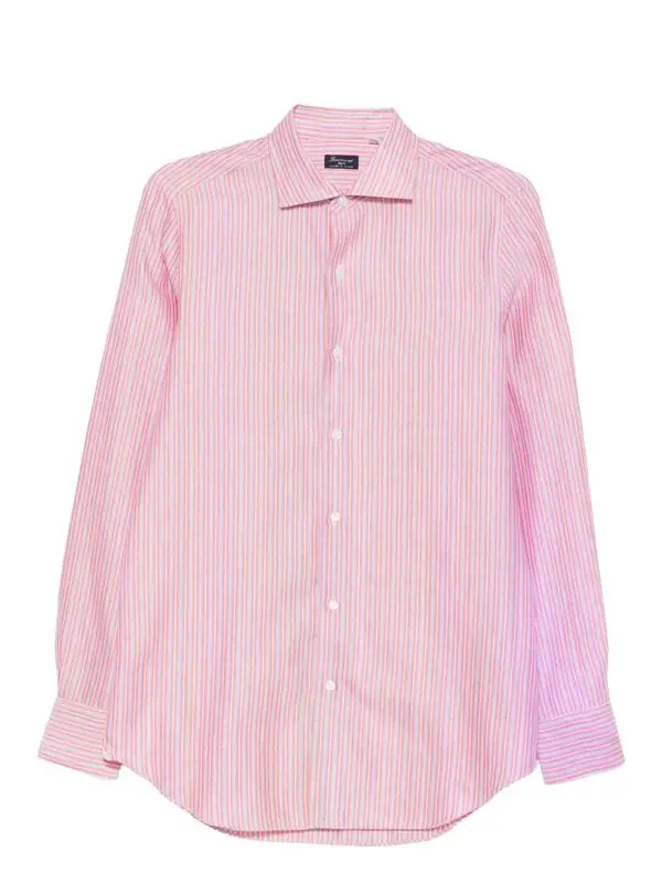 FINAMORE 1925 Striped Long-sleeve Shirt - Red