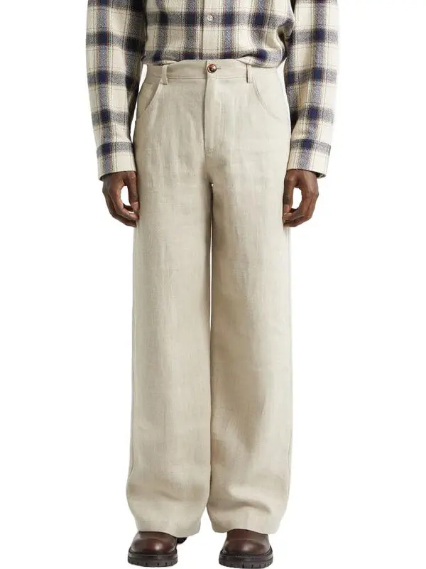 Séfr Arno Linen Trousers - Beige Concrete Linen