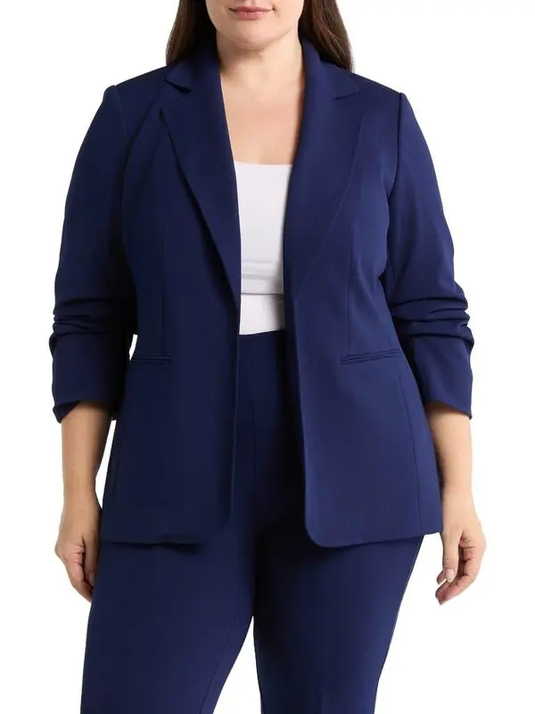 Anne Klein Ruched Sleeve Blazer - Distant Mountain