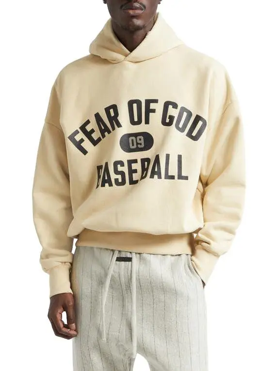 Fear Of God Classic Fit '09 Cotton Fleece Logo Graphic Hoodie - Dirty Ivory