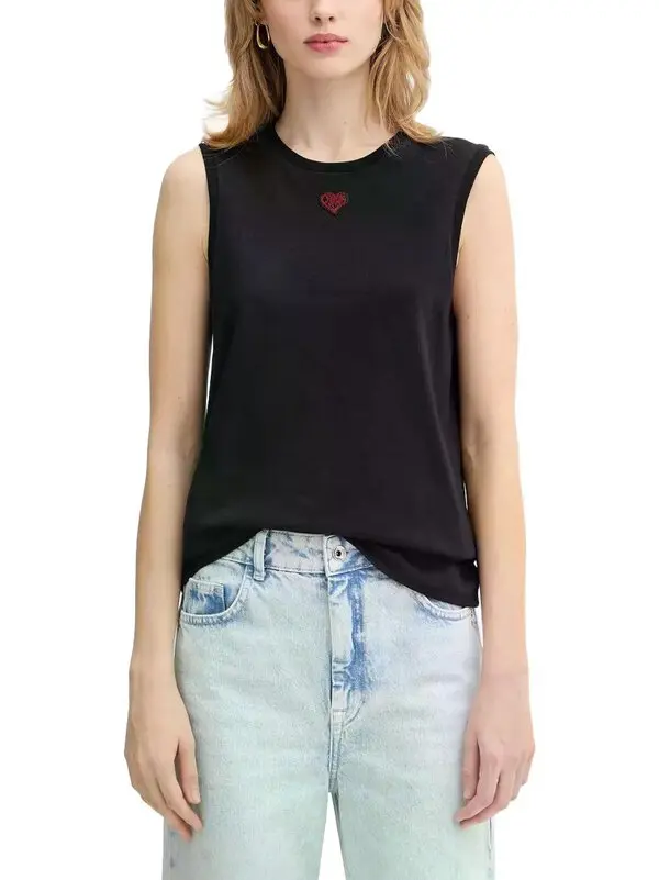 Pinko Heart-appliqué Tank Top - Black