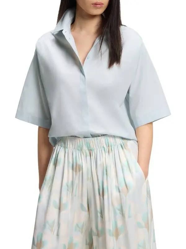 BOSS Bimina Cropped Button-up Shirt - Pale Lagoon