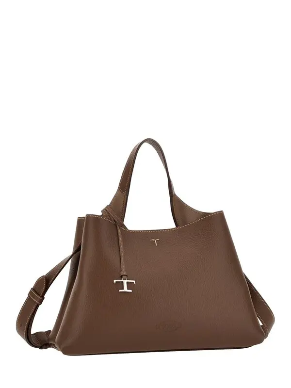 TOD'S Apa Leather Top Handle Bag - Noce/creta