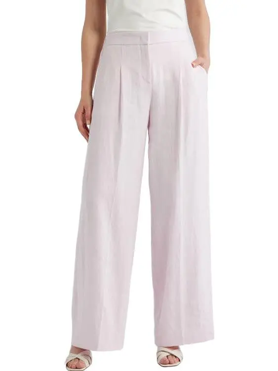 BOSS Tiana Pleated Wide Leg Trousers - Ocean Rose