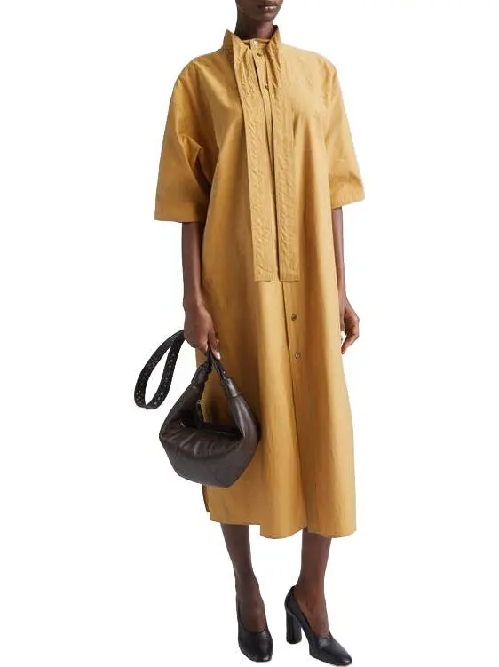 LEMAIRE Reversible Washed Cotton And Silk Tube Dress - Cumin