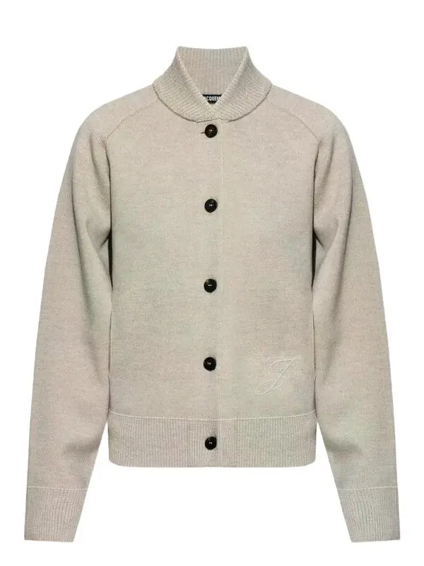Jacquemus Logo-embroidered Button-up Sweater - Neutrals
