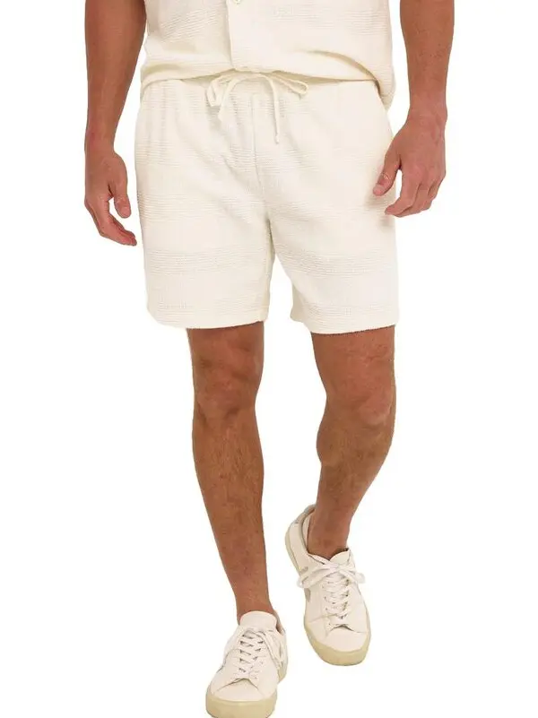 THREADS 4 THOUGHT Striped Jacquard Terry Cloth Shorts - White