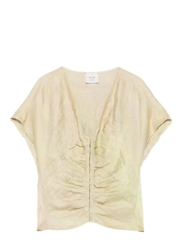 ALYSI Ruched Crinkled-texture Blouse - Neutrals