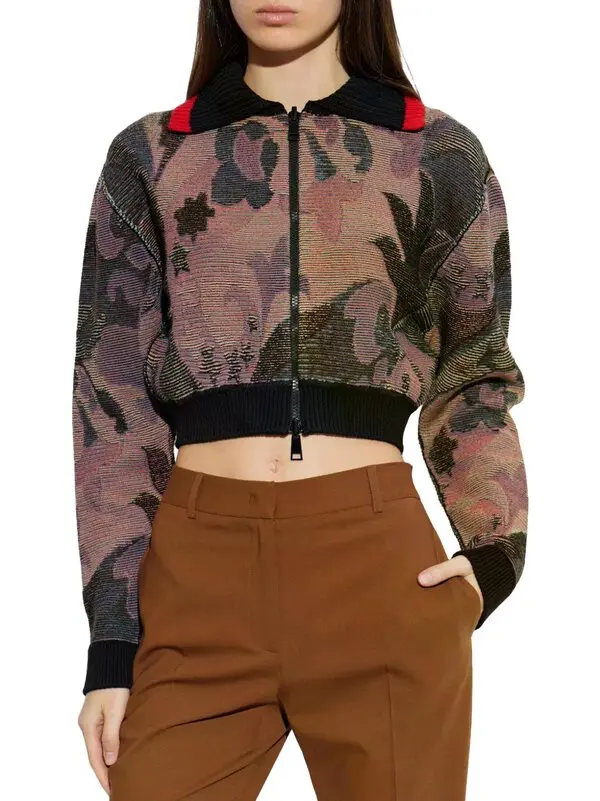 Etro Floral-jacquard Zip-up Jacket - Pink