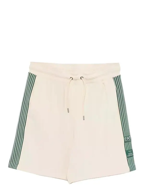 EA7 Striped Trim Logo-patch Shorts - Neutrals