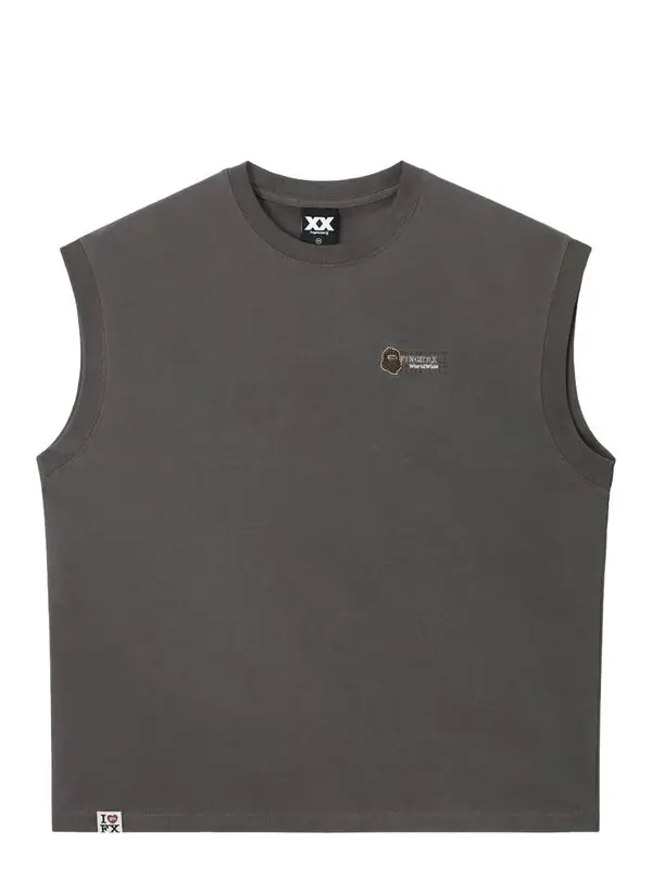 FINGERCROXX Logo-embroidered Sleeveless T-shirt - Grey