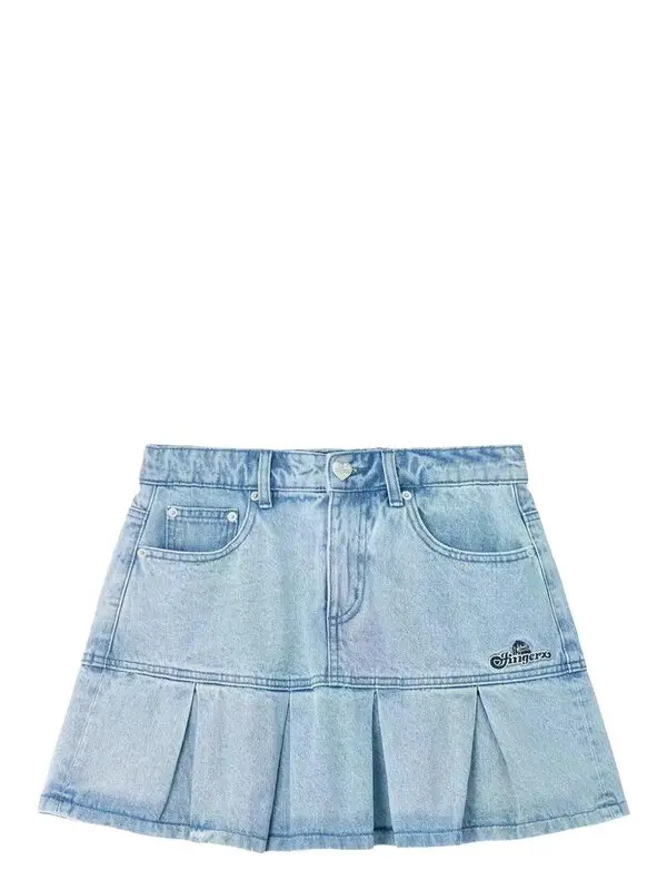 FINGERCROXX Pleated Denim Mini Skirt - Blue