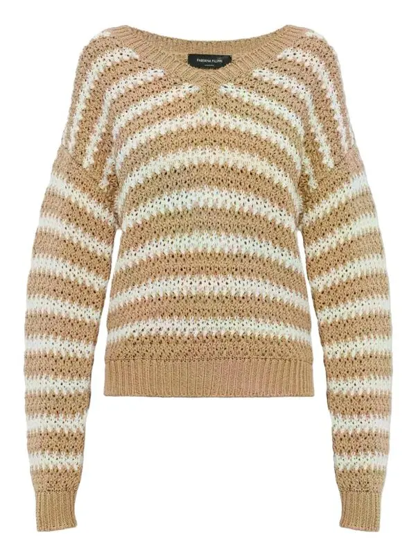 Fabiana Filippi Striped Open-knit Sweater - Neutrals