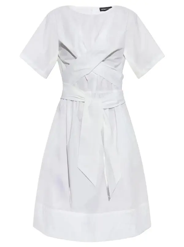 Emporio Armani Crossover-waist Tie-fastening Dress - White