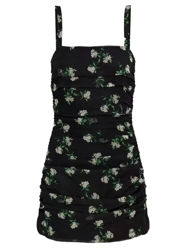 Dolce & Gabbana Floral-print Ruched Dress - Black