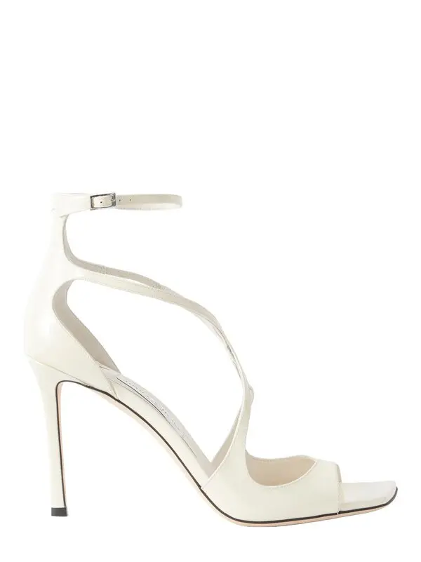 JIMMY CHOO Azia 95 Patent-leather Sandals - Neutrals