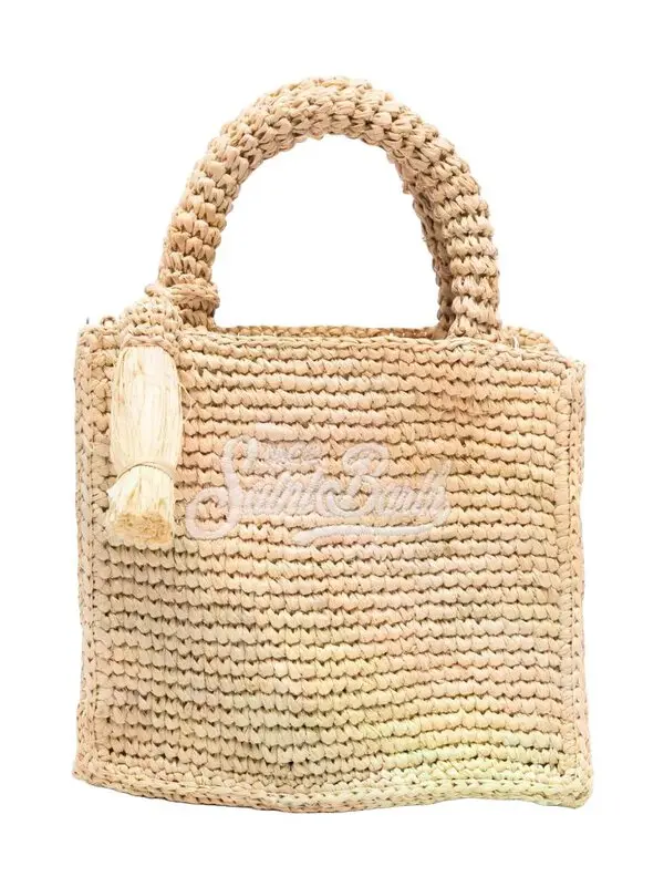 MC2 SAINT BARTH Embroidered Raffia Tote Bag - Neutrals