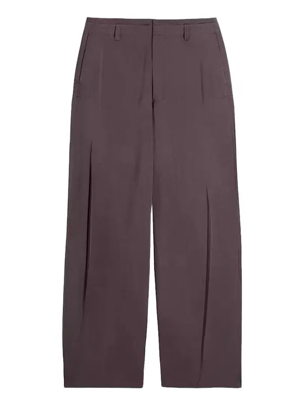 LEMAIRE Pleated Wide Leg Trousers - Brown