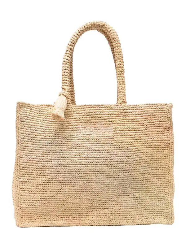MC2 SAINT BARTH Logo-embroidered Raffia Tote Bag - Neutrals