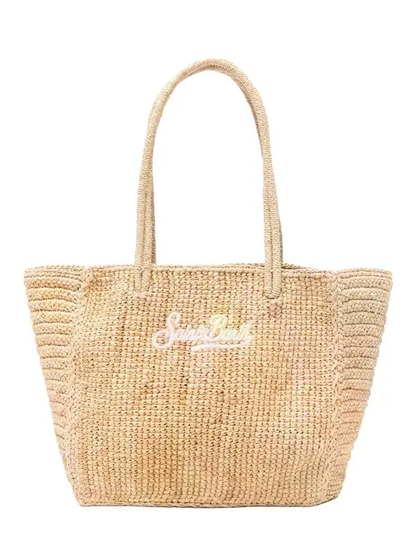 MC2 SAINT BARTH Logo-embroidered Woven Tote Bag - Neutrals