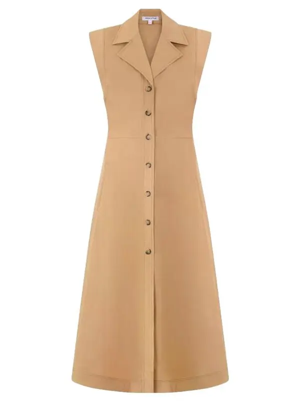 Veronica Beard Sleeveless Button-down Midi Shirt Dress - Neutrals