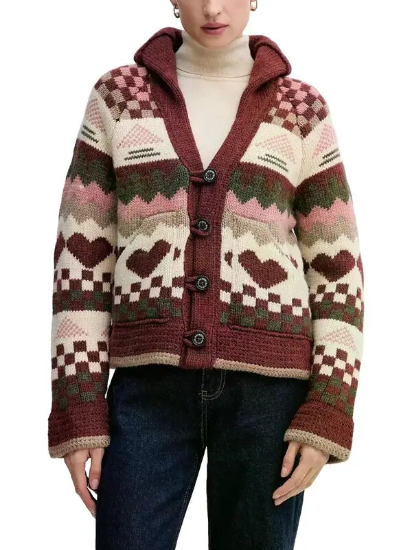 Barbour Patterned Knit Cardigan - Red