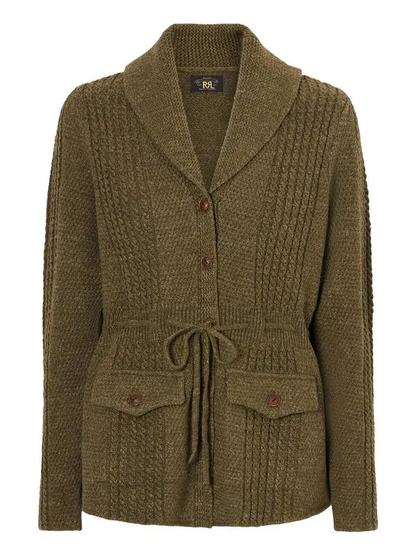 Ralph Lauren Olivia Belted Cotton And Linen-blend Cardigan - Green