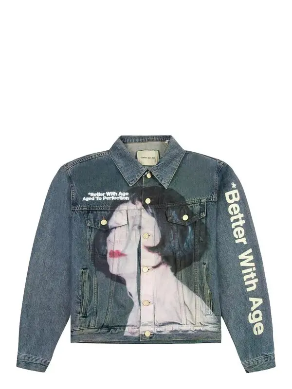 BETTER WITH AGE Graphic-print Denim Jacket - Blue