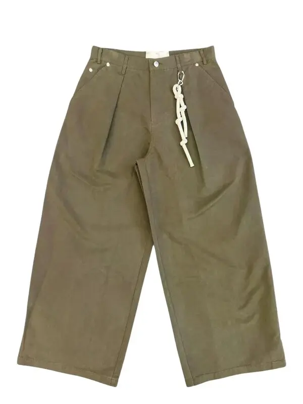 SONG FOR THE MUTE Pleated Detail Rope-attachment Trousers - Green