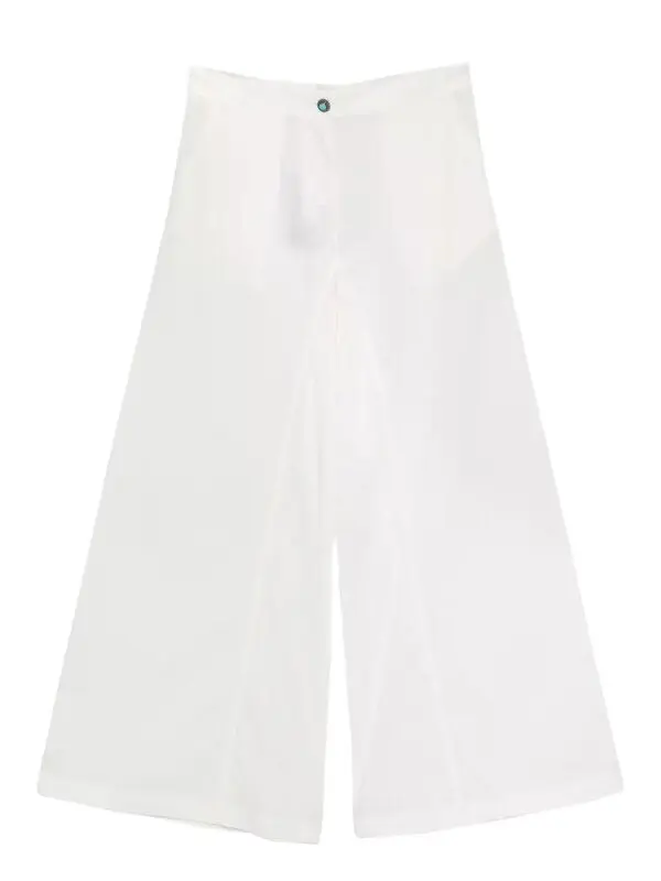 Pinko Canelli Embellished-button Wide-leg Trousers - White