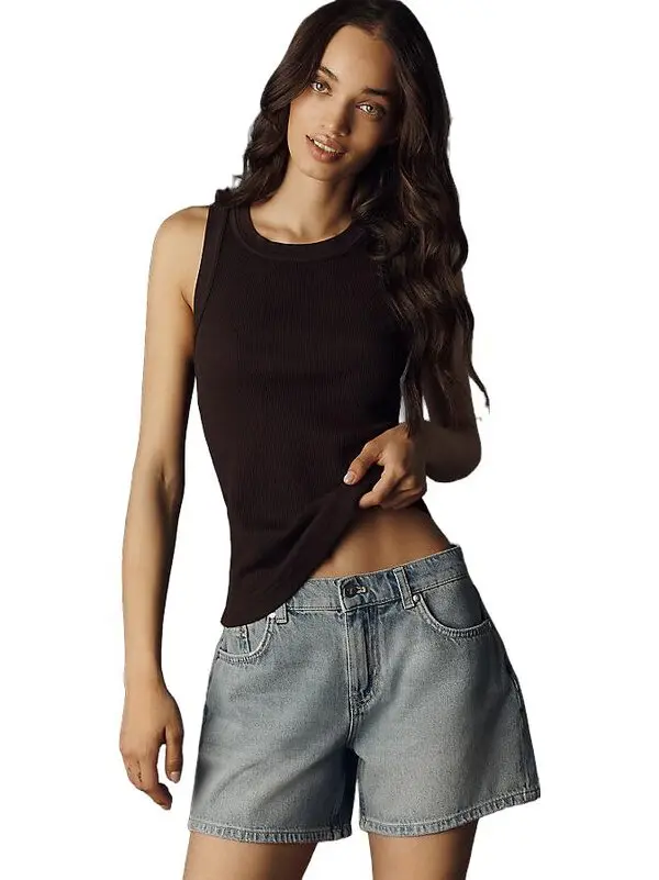 PILCRO Weightless Low-slung Denim Shorts - Light Denim