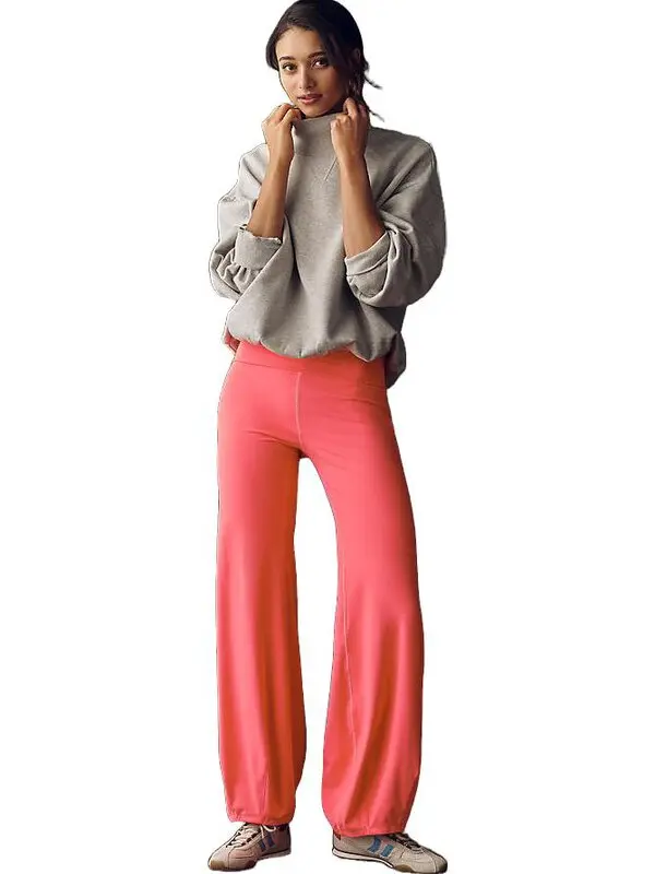 DAILY PRACTICE BY ANTHROPOLOGIE Daily Practice Waypoint Bubble Pants - Fiery Coral