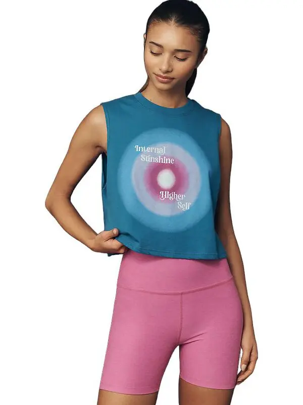 Spiritual Gangster Aura Crop Tank Top - Blue Lagoon
