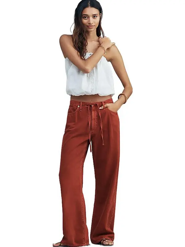 Rag & Bone Phoebe Drawstring High-rise Wide-leg Jeans - Sienna