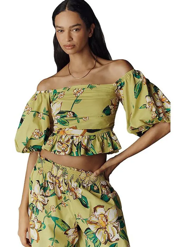 HOPE FOR FLOWERS BY TRACY REESE Organic Cotton Off-shoulder Top - Pear Lilies