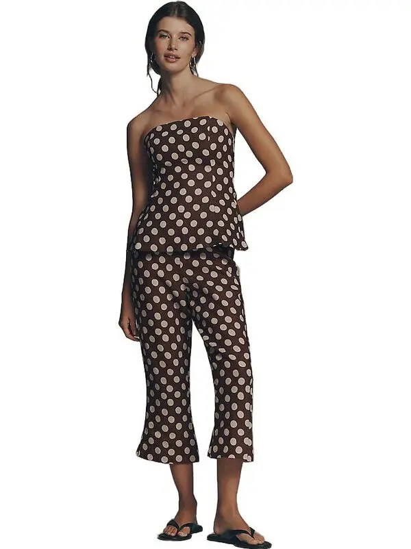 Faithfull The Brand Valeria Linen Capri Pants - Cioccolato Dot