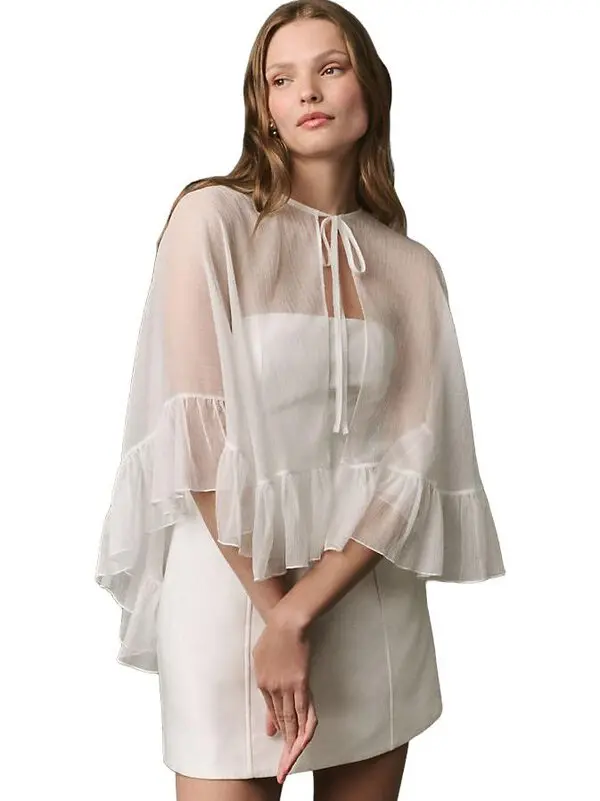 MARE MARE Ruffle Capelet - Ivory