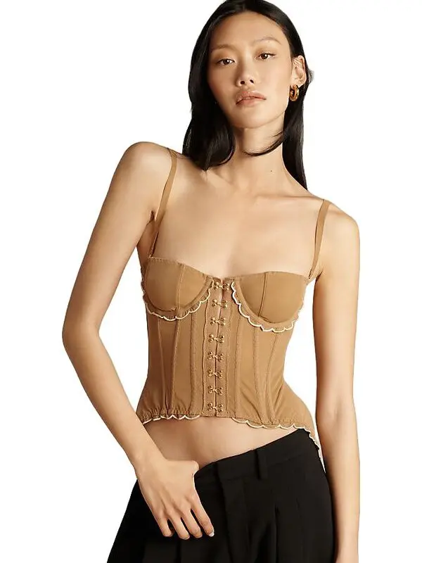 LYREBIRD Sheer Drop-waist Corset - Brown