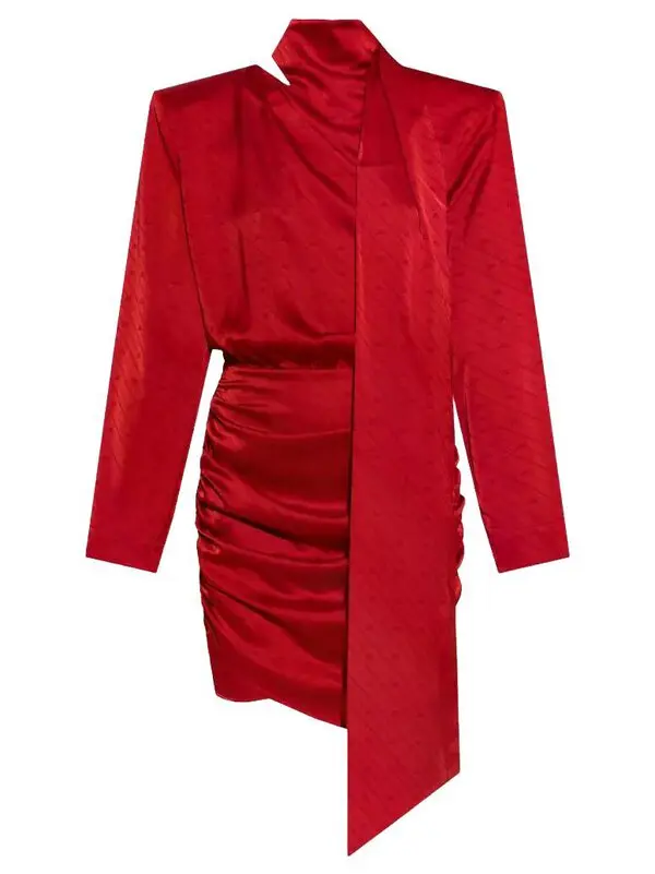 GESTUZ Logo Jacquard Draped Dress - Red
